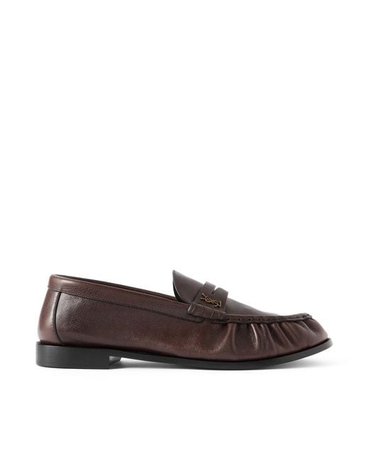 Saint Laurent Le Loafer Monogram Logo-appliquéd Full-grain Leather ...