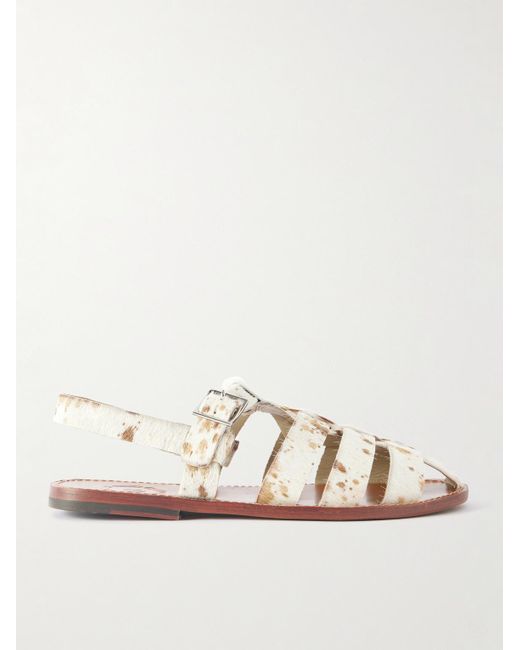 Grenson Quincy Cow-print Calf Hair Fisherman Sandals in Natural for Men ...