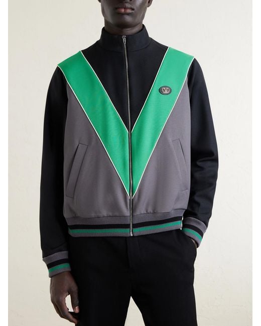 Valentino Garavani Logo-appliquéd Jersey Track Jacket in Black for Men ...