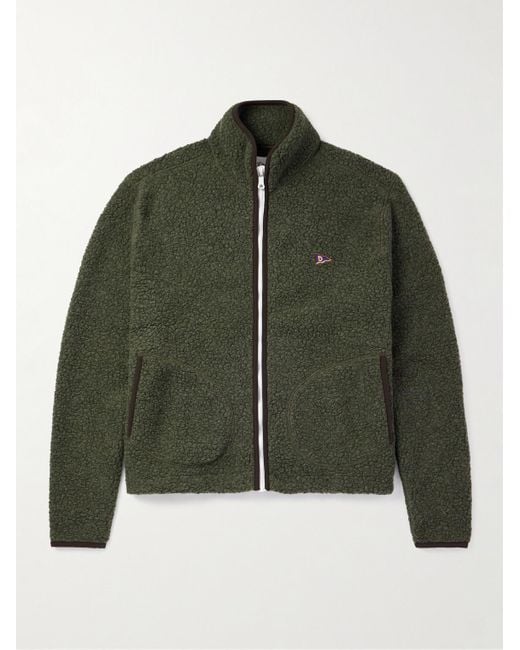 Drake's Logo-Embroidered Wool-Blend Bouclé Jacket in Green for Men ...
