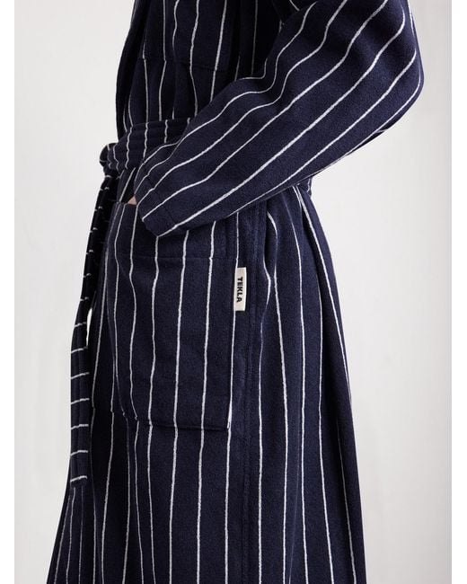 Tekla Belted Striped Organic Cotton-terry Robe in Blue for Men | Lyst UK