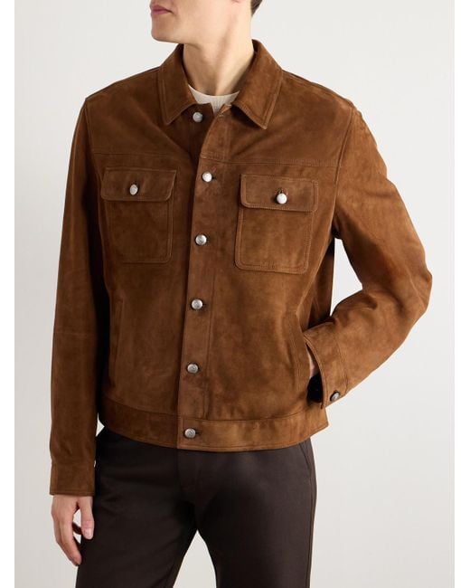 Ralph Lauren Suede Trucker Jacket in Brown for Men | Lyst UK
