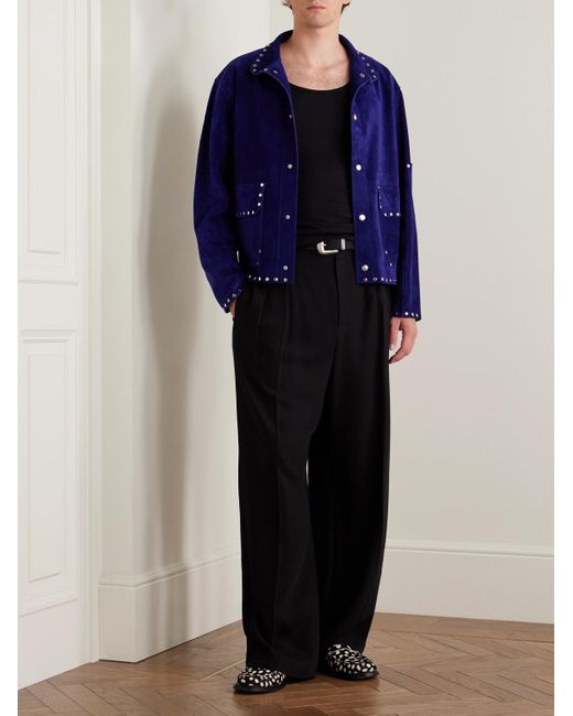 Bode Studded Suede Jacket in Blue for Men | Lyst UK