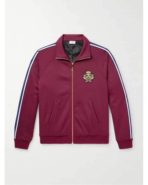 Celine Logo-Appliquéd Striped Jersey Track Jacket in Red for Men | Lyst UK