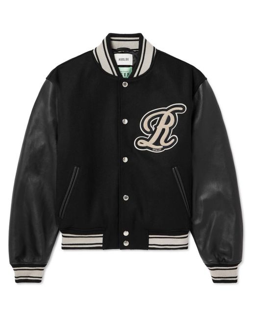 Agolde Rsvp Gallery Logo-Appliquéd Leather-Trimmed Wool-Blend Felt ...