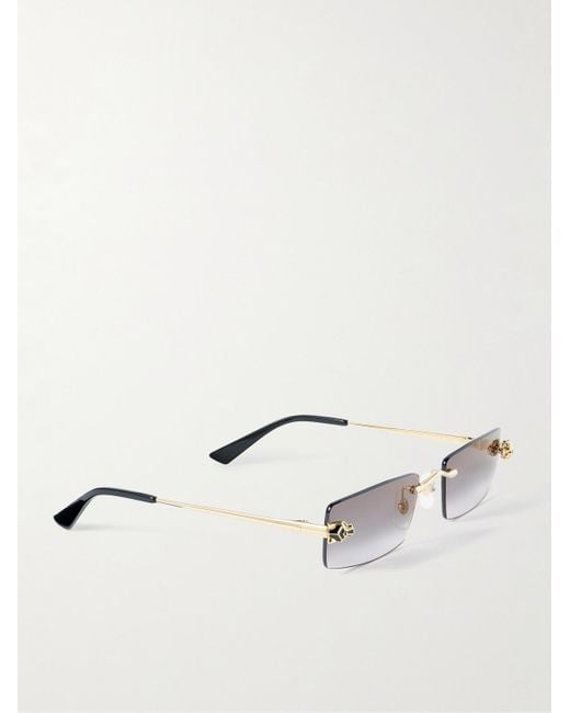 Cartier Panthère De Cartier Rectangular-Frame Rimless-Tone Sunglasses ...