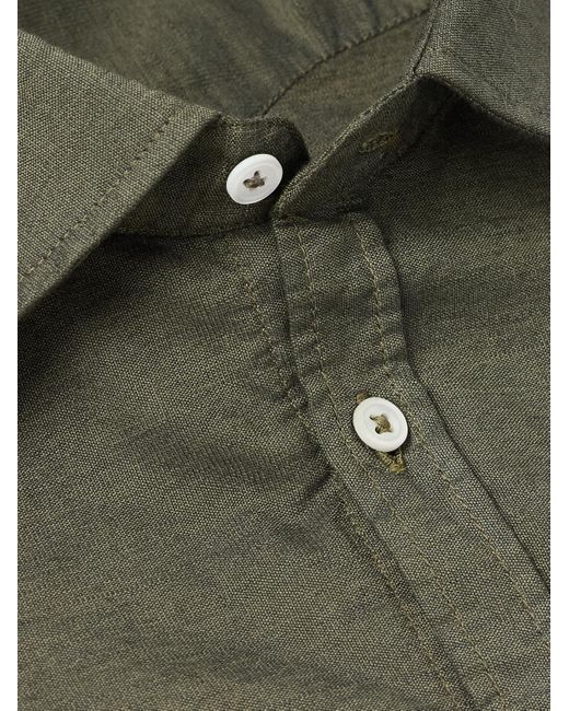 Massimo Alba Genova Cutaway-collar Cotton-chambray Shirt in Green for ...