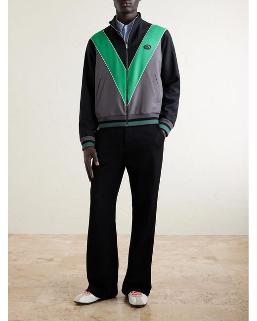 Valentino Garavani Logo-appliquéd Jersey Track Jacket in Black for Men ...