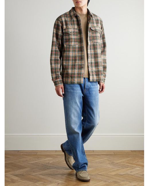 RRL Trek Wool-Blend Flannel Shirt in Brown for Men | Lyst UK