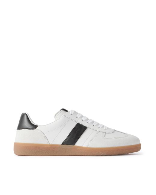 Tom Ford Archer Suede-Trimmed Leather Sneakers in White for Men | Lyst