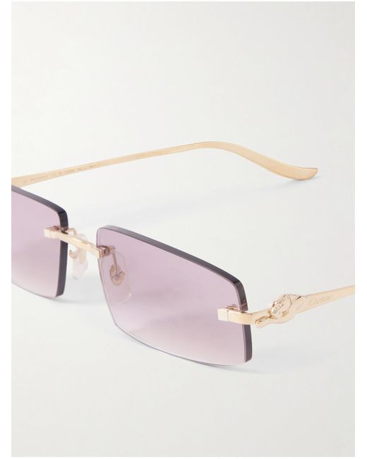 Cartier Panthère Rimless Rectangular-frame Gold-tone Sunglasses in ...