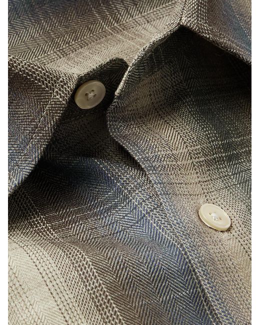 AURALEE Checked Wool Shirt in Grey for Men | Lyst UK