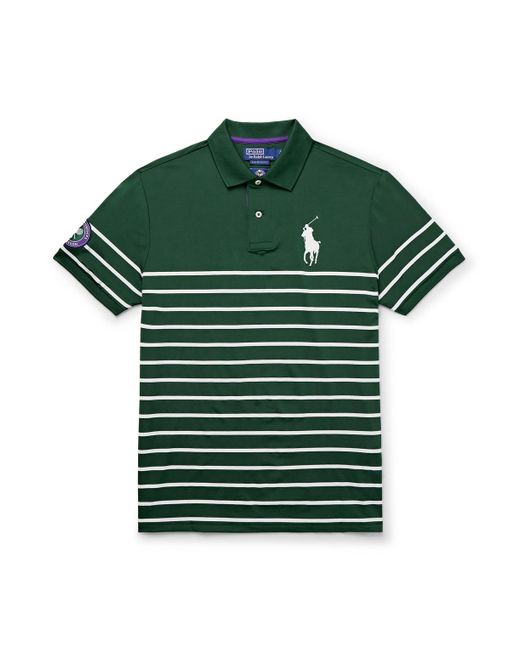 Polo Ralph Lauren Wimbledon Ballperson Logo-Embroidered Appliquéd Stretch-Jersey Polo Shirt in ...