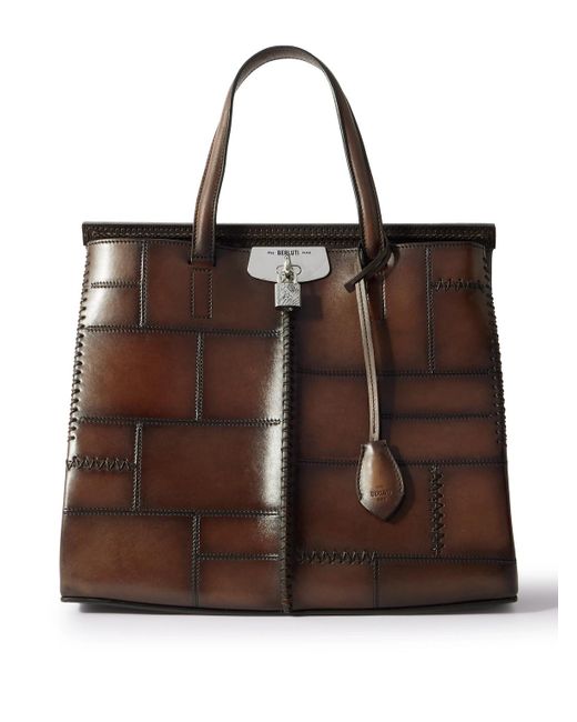 Berluti Luti 38 Patchwork Venezia Mosaico Leather Tote Bag in Brown for ...