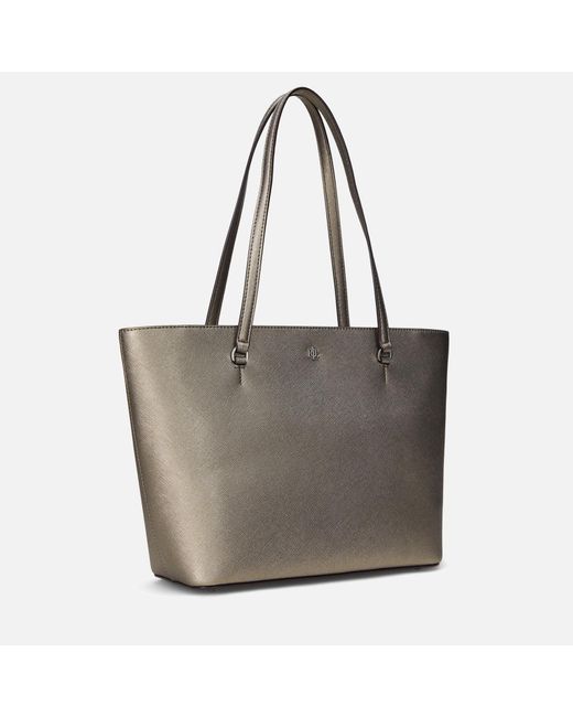 Ralph Lauren Karly Leather Medium Shopper Tote Bag in White | Lyst