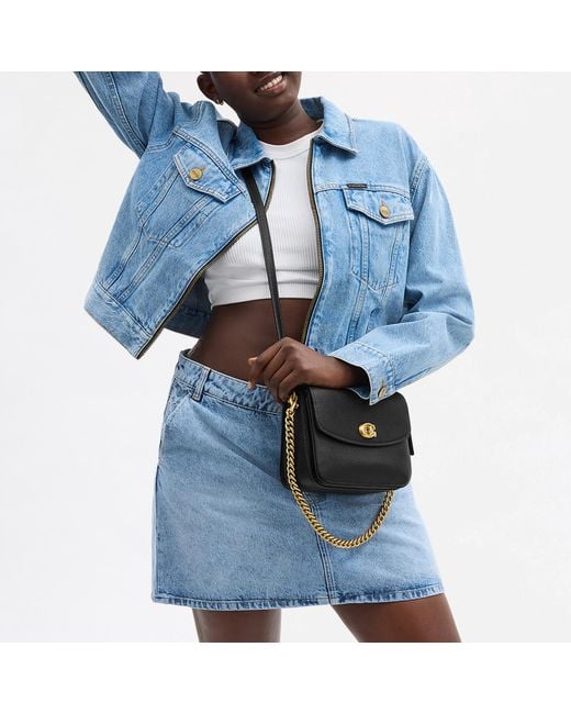 COACH Cassie 19 Pebble-grain Leather Crossbody Bag in Black | Lyst