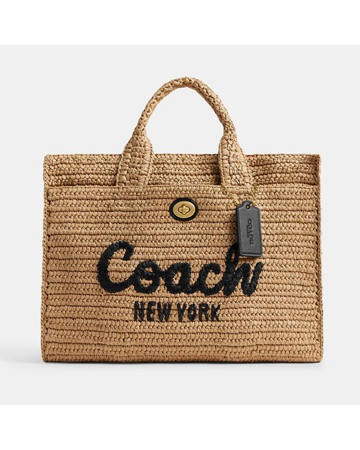 COACH Straw Cargo Tote Bag in Metallic | Lyst