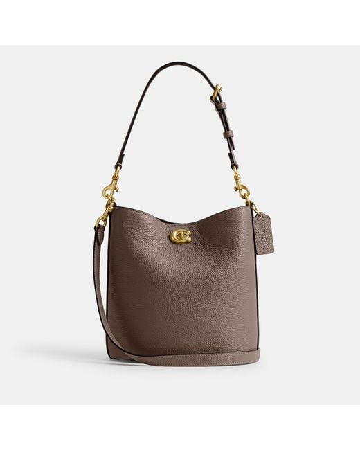 COACH Willow 19 Soft Leather Bucket Bag in Brown | Lyst