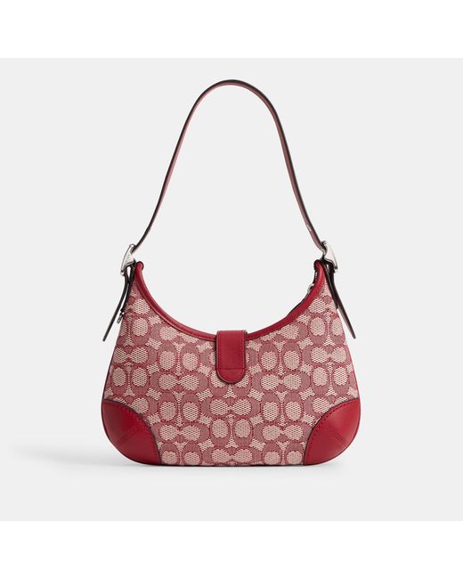 COACH Hamptons Jacquard Hobo Bag in Red | Lyst