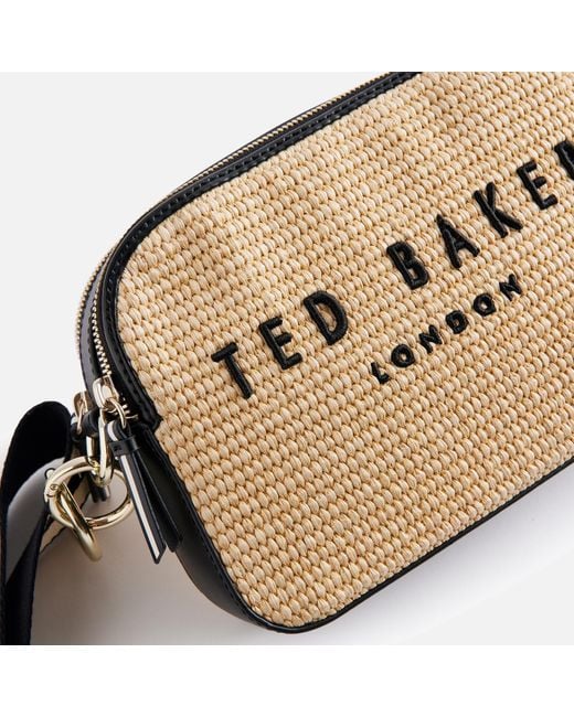 Ted Baker Stelio Webbing Faux Raffia Camera Bag in Brown | Lyst
