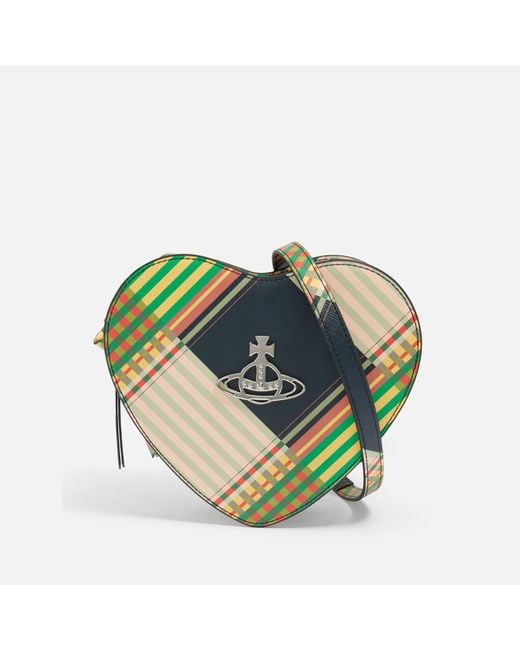 Vivienne Westwood Louise Heart Fine-grain Leather Crossbody Bag in Green | Lyst