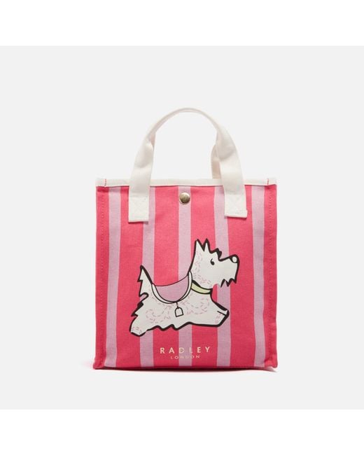 Radley Magic Carousel Striped Small Grab Canvas Bag in Pink | Lyst