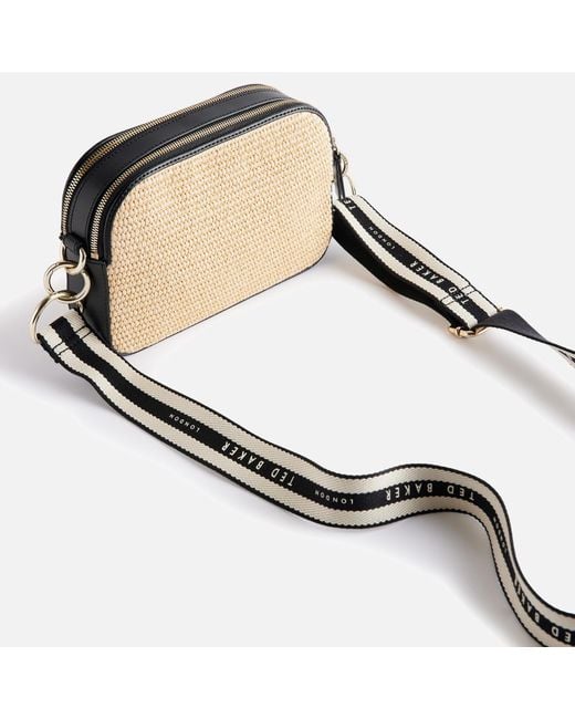 Ted Baker Stelio Webbing Faux Raffia Camera Bag in Brown | Lyst