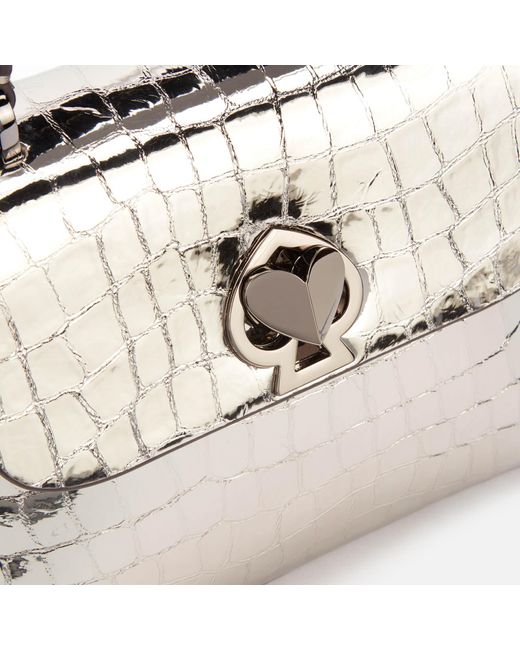Nwt kate spade top handle mini satchel metallic leather Crossbody bag ...