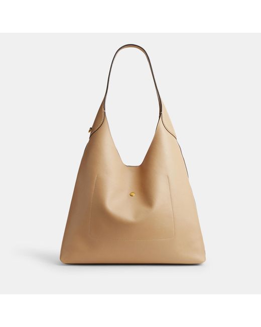 COACH Brooklyn 39 Full-grain Leather Shoulder Bag in Natural | Lyst