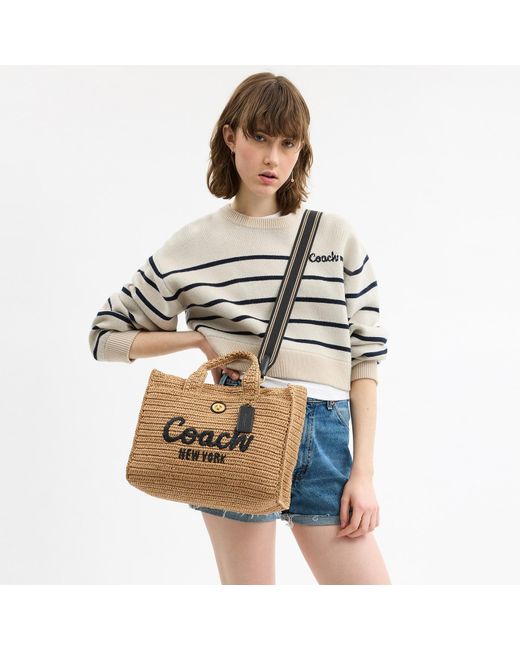 COACH Straw Cargo Tote Bag in Metallic | Lyst