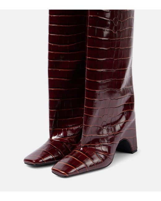 Coperni Bridge Croc-Effect Leather Knee-High Boots in Red | Lyst