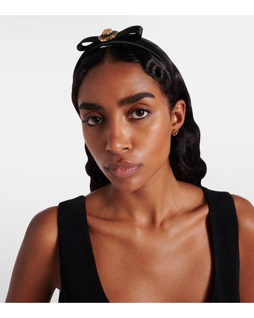 Versace Medusa '95 Bow-Detail Satin Headband in Black | Lyst