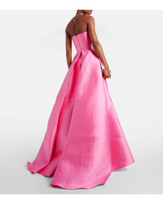 Solace London Strapless Satin Twill Gown in Pink | Lyst