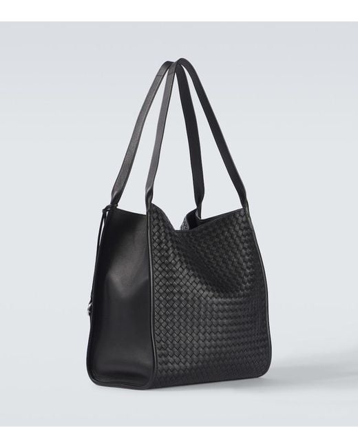 Bottega Veneta Corriere Intrecciato Leather Tote Bag in Black for Men ...