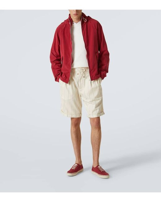 Brunello Cucinelli Leather-Trimmed Canvas Sneakers in Red for Men | Lyst
