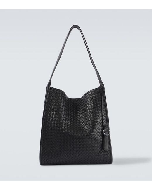 Bottega Veneta Corriere Intrecciato Leather Tote Bag in Black for Men ...