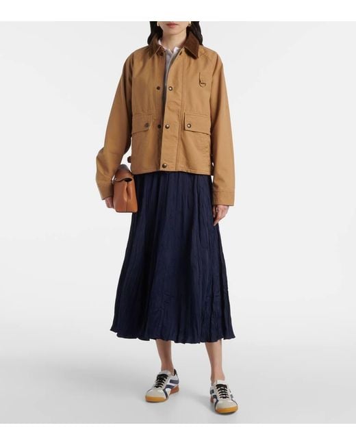 Polo Ralph Lauren Crushed Satin Midi Skirt in Blue | Lyst