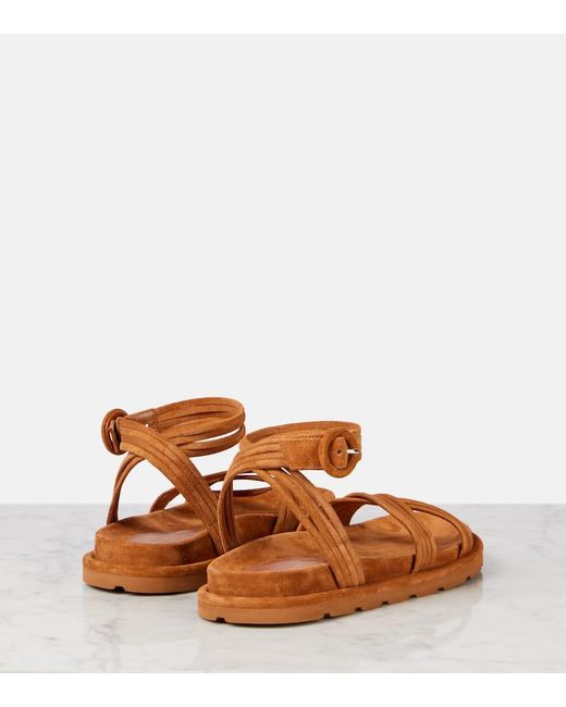 Gianvito Rossi Lianne Suede Sandals in Brown | Lyst
