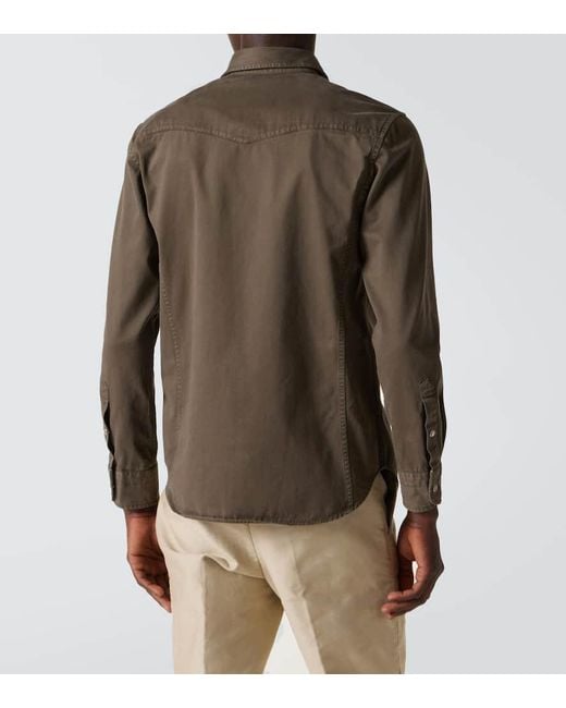 Tom Ford Cotton Twill Western Shirt in Green for Men | Lyst