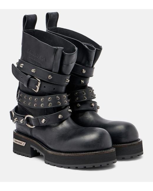 Balenciaga Venom City Leather Biker Boots in Black | Lyst UK
