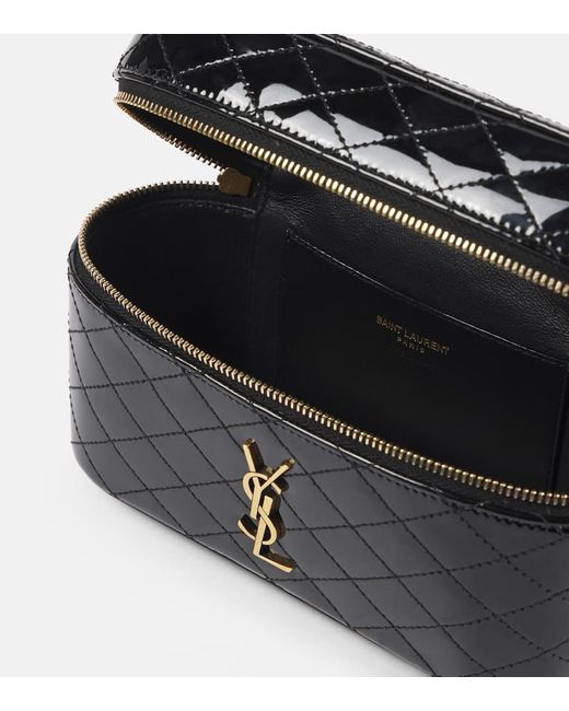 Saint Laurent Gaby Quilted Patent Leather Vanity Bag in White | Lyst