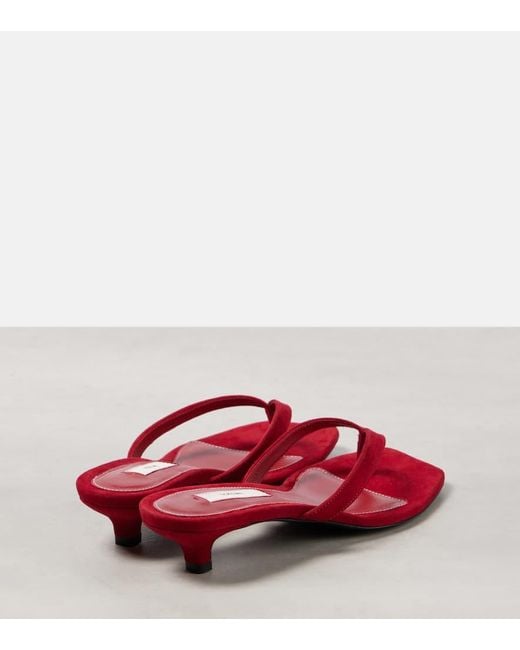 TOTEME Suede Thong Sandals in Red | Lyst
