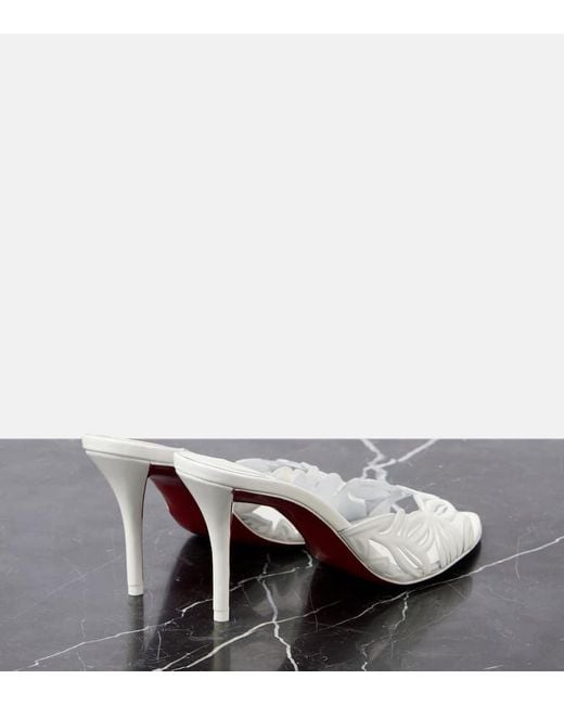 Christian Louboutin Apostropha 80 Pvc And Leather Mules in White | Lyst