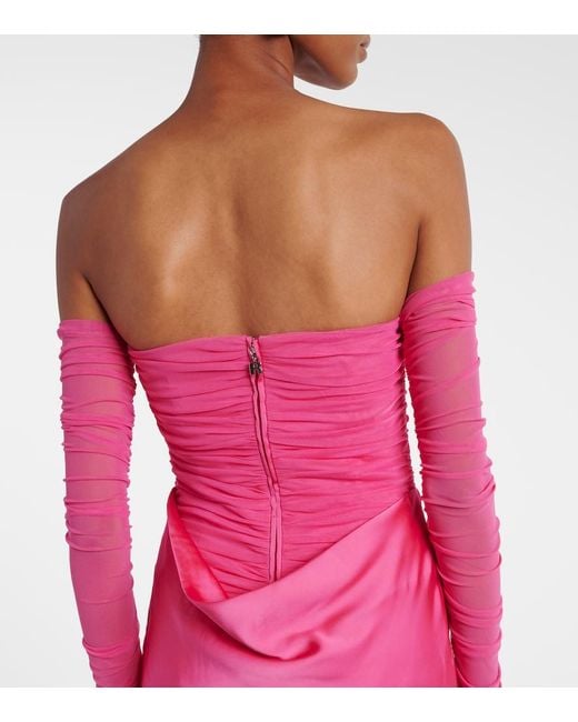 ROTATE BIRGER CHRISTENSEN Draped Ruched Gown in Pink | Lyst UK