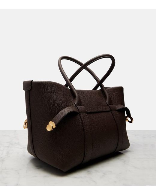 Loro Piana Ghiera Small Leather Shopper in Black | Lyst