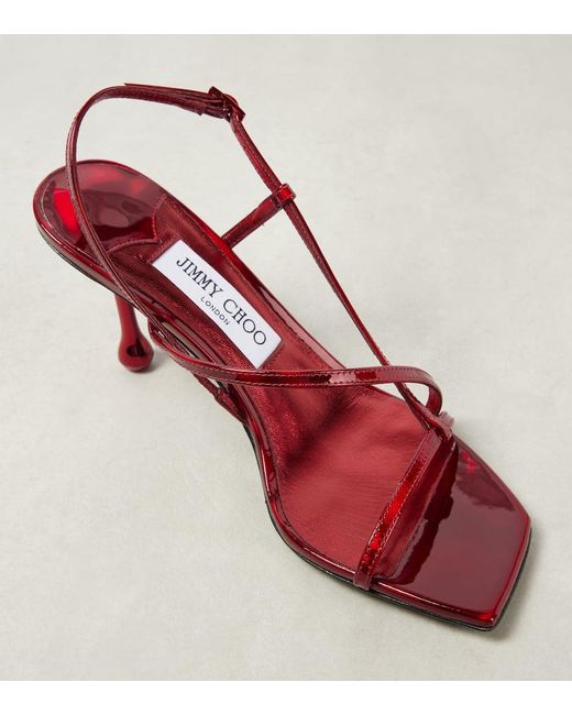 Jimmy Choo Etana 80 Leather Sandals in Red | Lyst