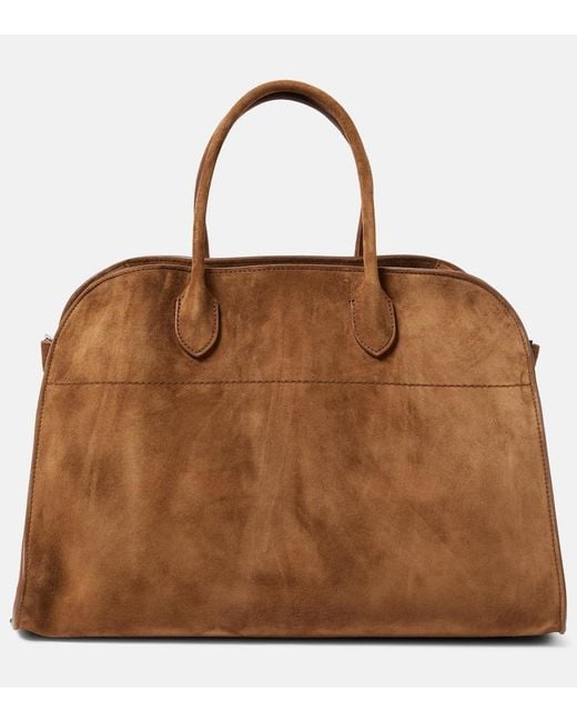 The Row Soft Margaux 15 Suede Tote Bag in Brown | Lyst