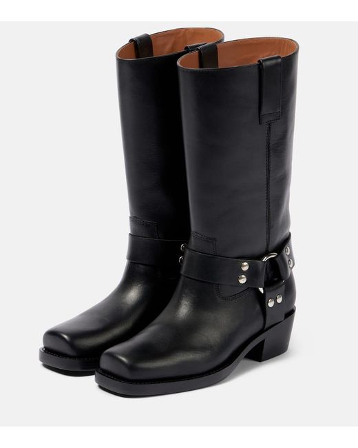 Paris Texas Roxy Leather Biker Boots in Black | Lyst