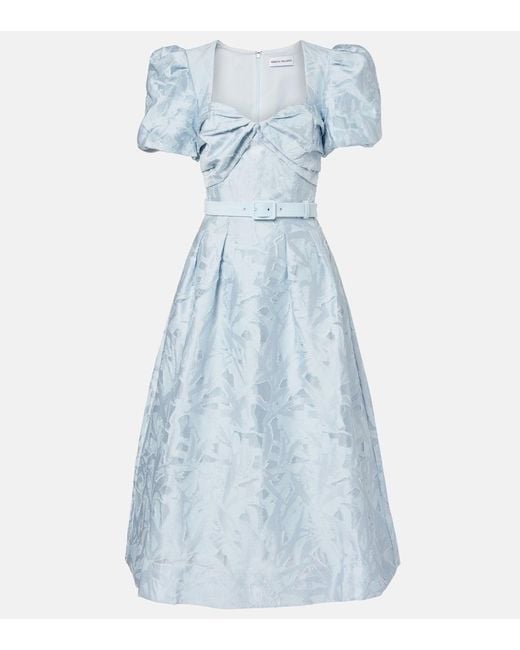 Rebecca Vallance Anneli Cotton-Blend Jacquard Midi Dress in Blue | Lyst UK