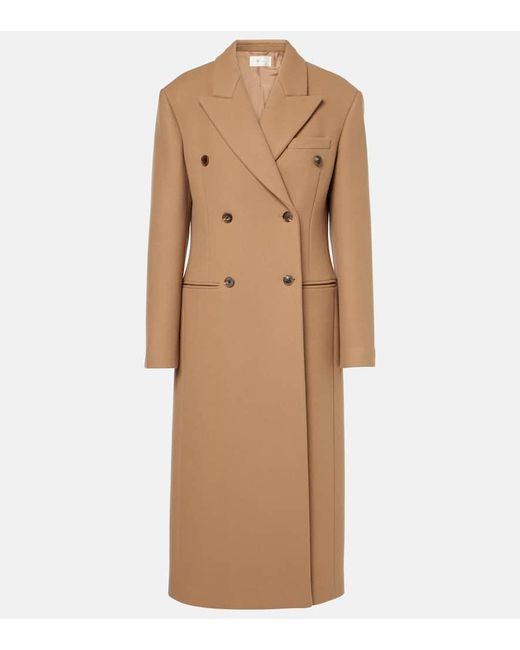 The Row Duras Wool Coat in Natural | Lyst